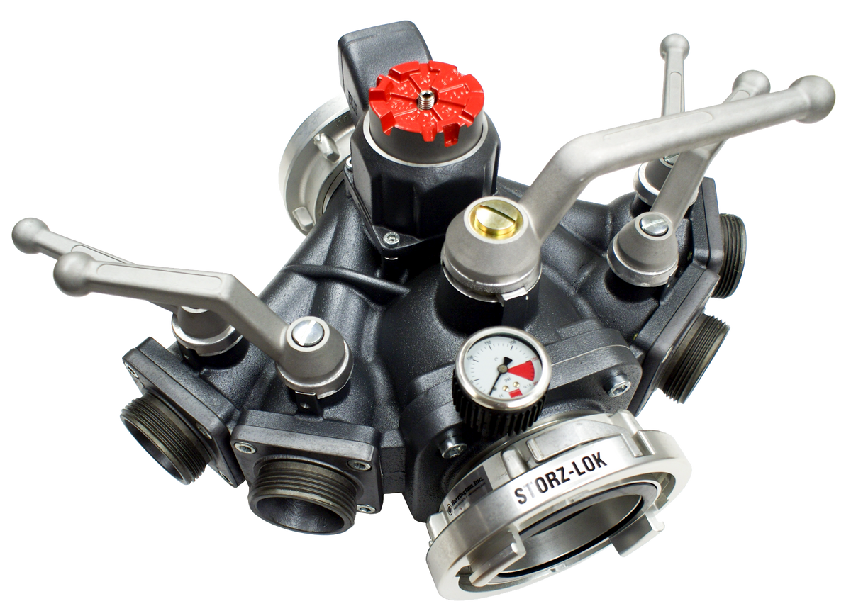 H400 5-way ball valve 5" Storz lock inlet x (1) 5" Storz lock outlet ...